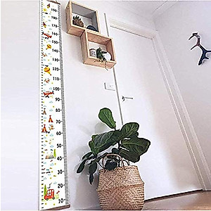 Airror Baby Growth Height Chart, Child Height Ruler, Canvas and Wood Composed of Removable Wall Ruler, Wall Decor (Cartoon Patterns)