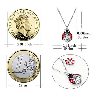 POPLYKE Ladybug Necklace for Women Sterling Silver Daisy Jewelry Gifts