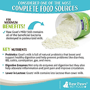 Raw Paws Whole Powdered Goat Milk for Dogs and Cats, 7-oz - Goats Milk for Dogs Made in USA - Natural Kitten & Puppy Milk Replacement Formula, Dry Pet Goat Milk Food Topper, Pet Nutritional Supplement