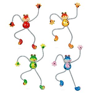 COTA Global Frog Refrigerator Springy Magnets Set of 4 - Assorted Color Cute Reptile Animal Springy Magnets for Kitchen Fridge Door, Cool Rain Forest Home and Office Novelty Decor Accessory - 4 Pack