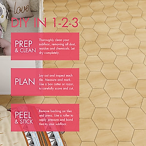 BaseCore HEX Hexagon Vinyl Flooring Pine 5.75" DIY Self Adhesive Textured Modern Floor Tile Peel & Stick Tile | Sample Tile