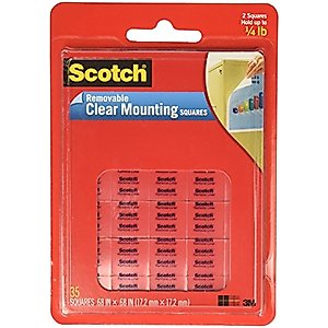 Scotch(R) Removable Wall Mounting Tabs, 11/16in. x 11/16in, Clear, Box of 35