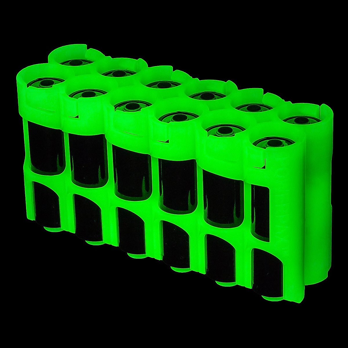Storacell 12AAMS by Powerpax AA Battery Caddy, Glow-in-the-Dark Moonshine, Holds 12 Batteries