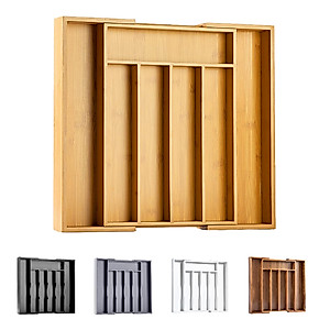 Bellsal Silverware Organizer Kitchen Drawer Organizer Expandable Bamboo Utensil Holder Cutlery Tray for Kitchen Utensil and Flatware Bedroom Office