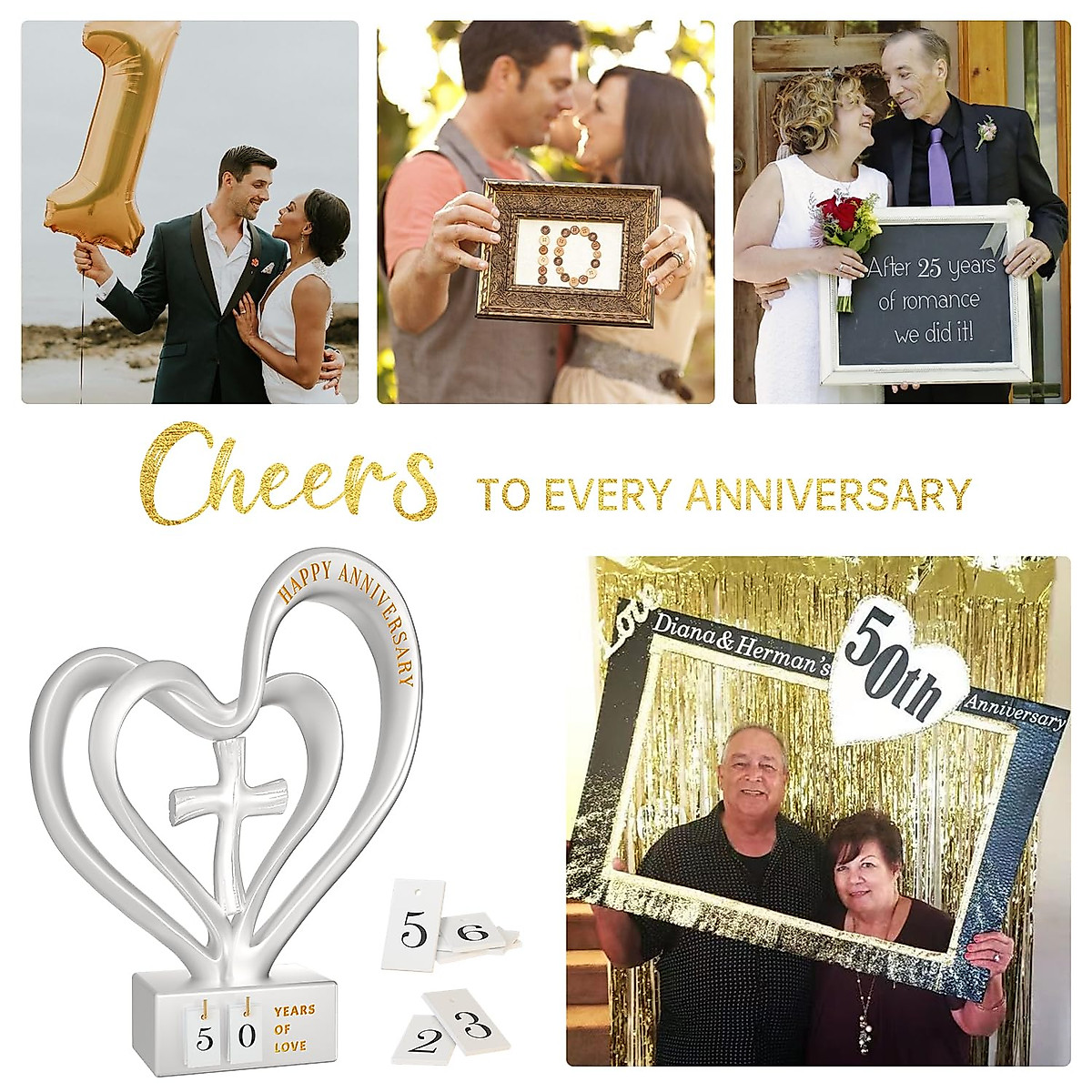 Wedding Anniversary Heart Sculpture Gifts Best Anniversary Wedding Gifts for Couple Parents Wife Husband Unique 10th 25th 50th Anniversary Wedding Gift Ideas