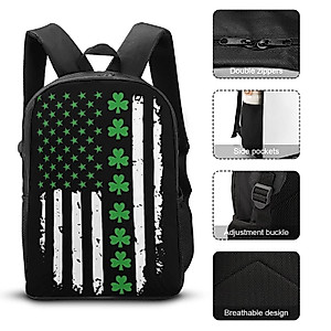 Nakgn St Patrick's Day Irish American Flag Print Kids School Backpack for Elementary Girl Boy