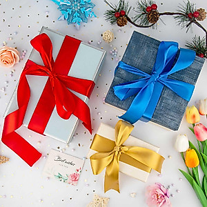 1-1/2 inch Gold Ribbon for Gift Wrapping, Satin Fabric Ribbon for Crafts, Christmas Tree, Valentines, Bows Bouquet, Floral, Hair Birthday Decoration 25 Yards