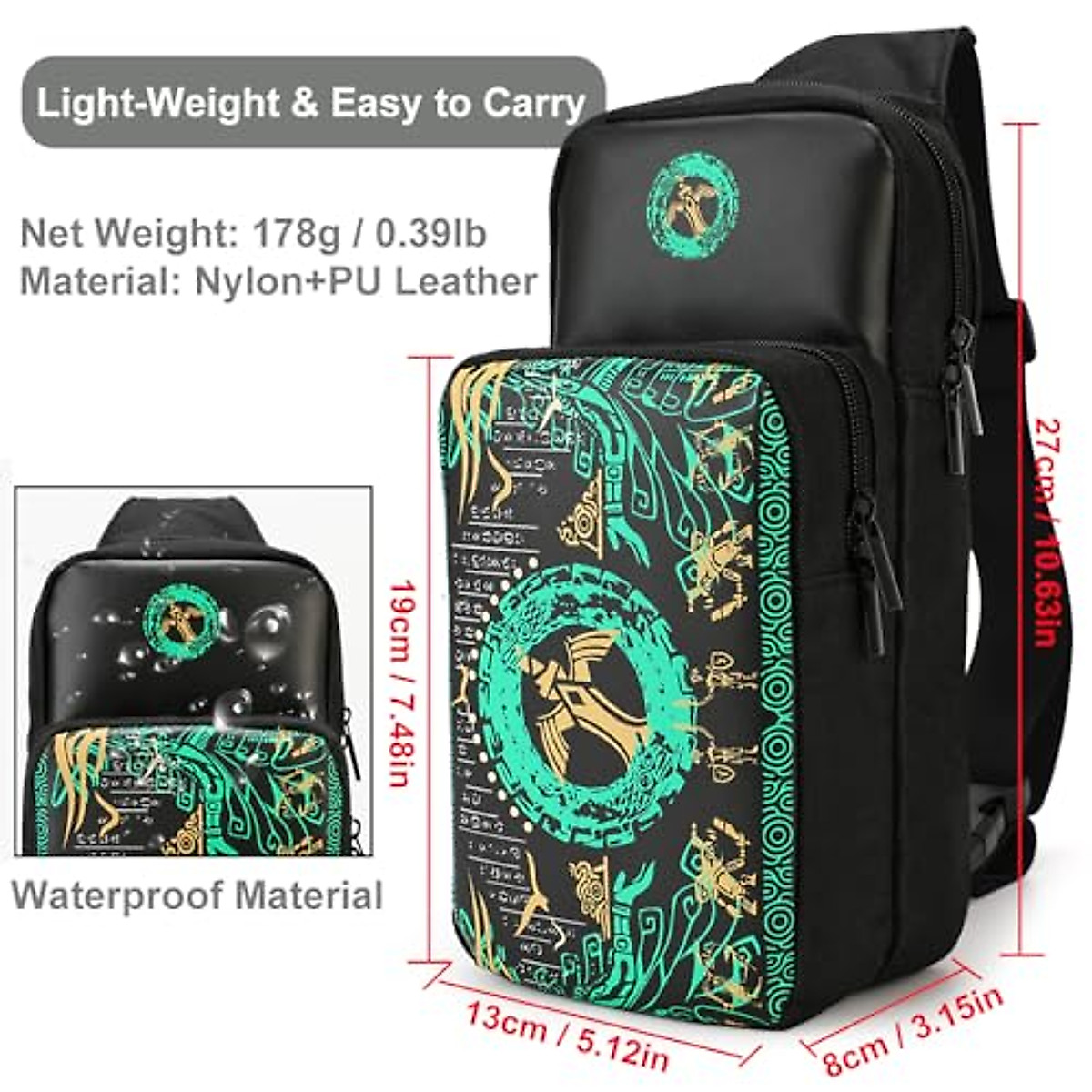 imeux Cute Travel Bag for Nintendo Switch, Lite, OLED, Steam Deck - Small Sling Portable Backpack Carrying Crossbody Shoulder Gaming Storage Case for NS Console Dock Joy-Cons Accessories