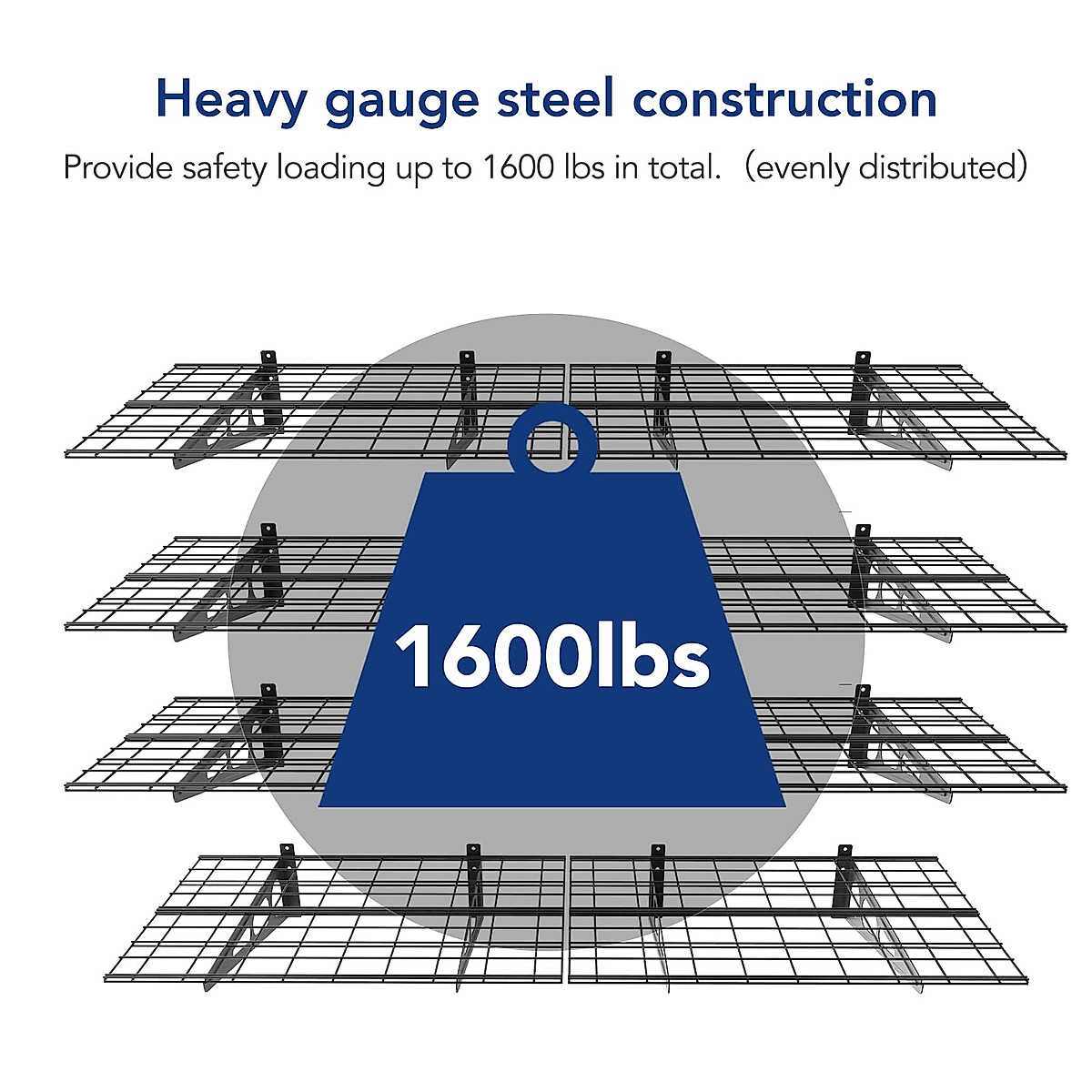 FLEXIMOUNTS 4-Pack 2x6ft 24-inch-by-72-inch Wall Shelf Garage Storage Rack Floating Shelves, Black