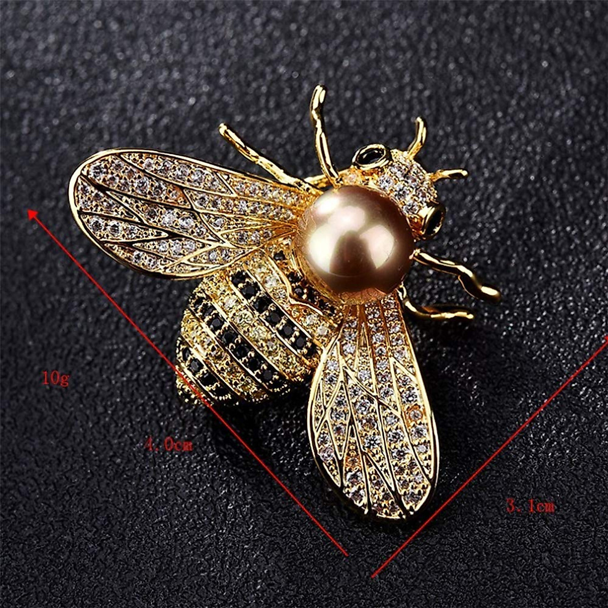 Honey Bee Brooches Crystal Insect Themed Bee Brooch Animal Fashion Shell Pearl Brooch Pin Gold Tone (gold pearl)