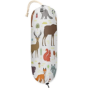 Plastic Bag Holder Cartoon Wildlife Wall Mount Grocery Bag Organizer Holder Hanging Trash Bag Storage Dispenser for Home Kitchen Pantry Door Organization Decor
