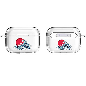 LALAPOPO for Airpods Pro Case Wave, Cute Clear Protective Soft TPU Cover for Apple Airpods Pro with Keychain, Kawaii Fun Cases for Girls Kids Teens Air pods