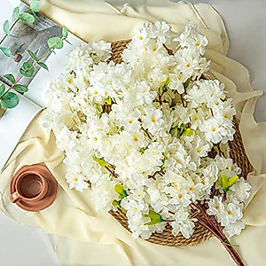 Hawesome Artificial Flowers Cherry Blossom Branches 42 Inch Fake Silk Cherry Blossom Flowers Arrangements for Wedding Party Home Decoration (White,3Pack)