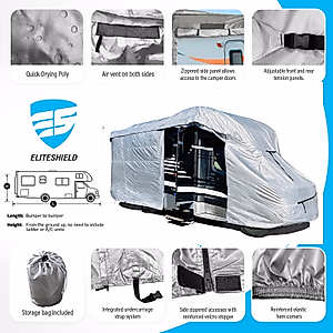 EliteShield ShieldAll Ultimate Class C RV Cover, Waterproof UV Resistant Class C Motorhome Cover Fits 30 feet to 32 feet Class C RV, Silver Color