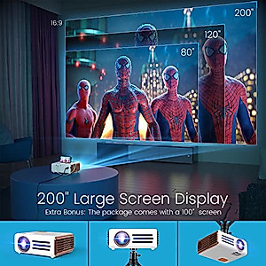 WiFi Bluetooth Native 1080P Projector[Projector Screen Included], 9500L Full HD Outdoor Movie Projector, Full-Sealed Optical Engine, Portable Projector Compatible with iOS/Android/PS4/TV Stick/HDMI