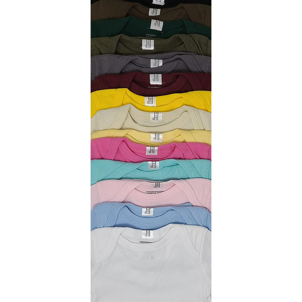 Andrew Scott Baby 10 Pack 1 Piece Body Suit | 100% Cotton | Short Sleeve | Colors