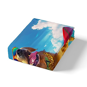 Feelyou Kids Ocean Duvet Cover Full Size, Cute Dog Animal Bedding Set Boys Girls Sea Beach Coastal Comforter Cover Cartoon Surfboard Teens Bedspread Cover Bedroom Decor 3Pcs Zipper(No Comforter)