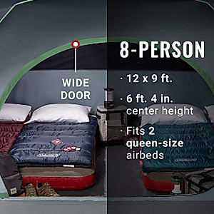Coleman Skydome Tent with 5 Minute Setup, 8-Person Weatherproof Tent with Rainfly & Carry Bag, 20% More Headroom Than Traditional Canopies