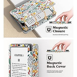 MoKo Case for 6.8" Kindle Paperwhite (11th Generation-2021) and Kindle Paperwhite Signature Edition, Slim PU Shell Cover Case with Auto-Wake/Sleep for Kindle Paperwhite 2021, Flowers