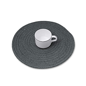 FUNLAVIE 2 PCS Hot Pads Trivits for Table Pure Cotton Thread Weave Round Hot Pot Holders for Cooking Diameter 11.8 Inches