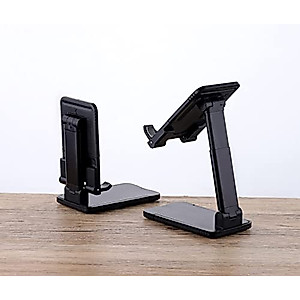 Adjustable Cell Phone Stand, Angle Height Adjustable, Foldable Desk Cell Phone Stand Holder, Phone Dock Cradle Compatible with All Mobile Phones, iPhone, Switch, iPad, Tablet (Black)