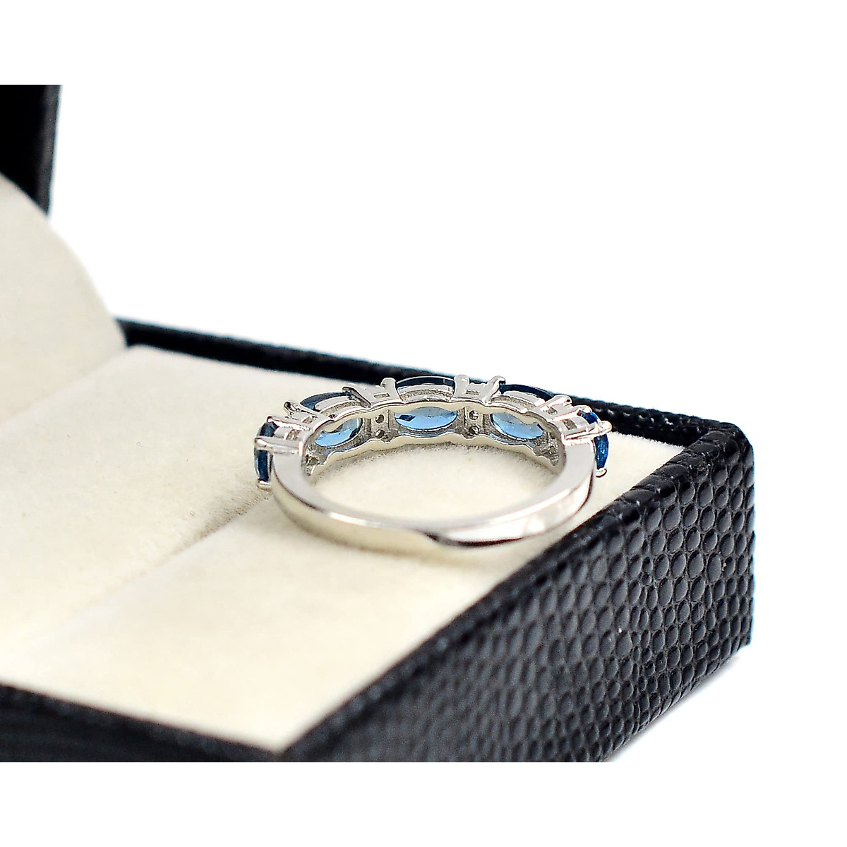 Natural London Blue Topaz Gemstone 925 Sterling Silver December Birthstone Cluster Proposal Ring Wedding Jewelry Women Ring Birthday Gift For Wife (Yellow Gold Rhodium Plated Silver, 7)