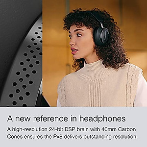 Bowers & Wilkins Px8 Over-Ear Wireless Headphones, Advanced Active Noise Cancellation, Compatible with B&W Android/iOS Music App, Premium Design, Offers 7-Hour Playback on 15-Min Quick Charge, Black