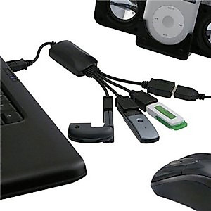 Black 4-Port High Speed USB 2.0 Hub