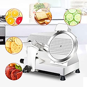 Meat Slicer,10" Premium Steel Blade Home and for Commercial Meat Slicer Stainless Steel Semi-Auto bread slicer, Cheese Food Electric Deli Slicer.