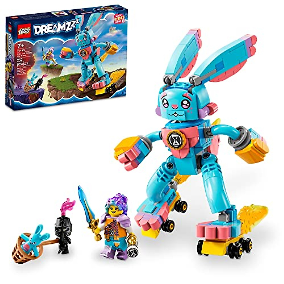 LEGO DREAMZzz Izzie and Bunchu The Bunny Building Toy Set, 2 Ways to Build Bunchu The Bunny, includes Grimspawn and Izzie Minifigures, Gift for Kids Ages 7 and Up, 71453