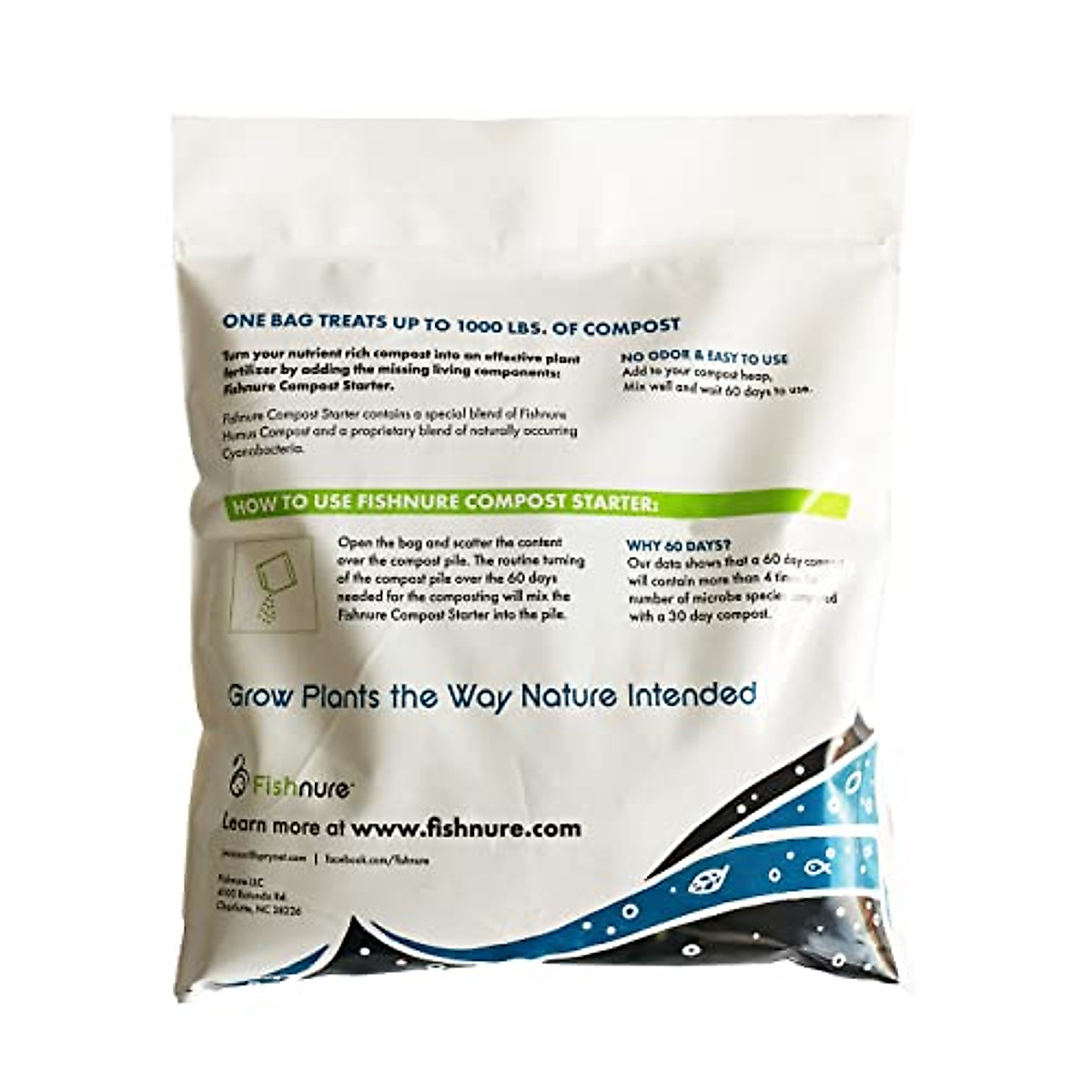 Fishnure 4 pounds Natural Living Compost Starter, Enhancer and Accelerator - 1 Bag for 1000lb (1m3) of Compost with Proprietary Blend for Effective, Odor Free and Natural Compost