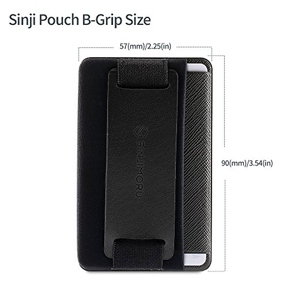 Sinjimoru Phone Grip Card Holder with Phone Stand, Secure Stick on Wallet for iPhone with Pop Out Stand for Table. Sinji Pouch B-Grip Black