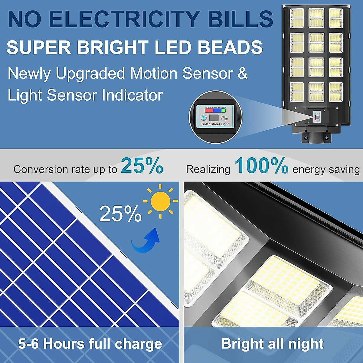 loyoele 4-Pack 3200W Solar Street Light,Solar Street Lights Outdoor Waterproof, 240000LM 7000K Solar Powered Street Light,Dusk to Dawn,with Motion Sensor,LED Wide Angle Lamp