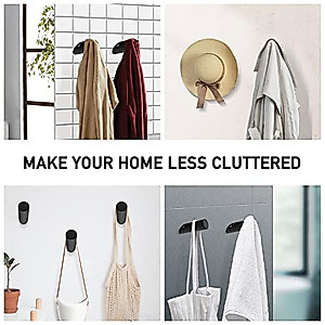 Ranzdn Towel Hooks Wall Mounted, 4 Pack Stainless Steel Towel & Robe Hooks, Heavy Duty Coat Hooks Modern Wall Hooks, Matte Black