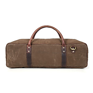 Aaron Leather Goods Canvas Leather Chef Knife Bag with Adjustable/Detachable Shoulder Strap (Seaweed, Canvas)