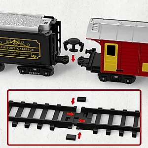 Kukufun Electric Train Set for Kids, Classic Christmas Train Toys Set for Boys Girls Steam Locomotive Engine, Lights & Sound, Tracks, Birthday Toy for Age 3 4 5 6 7 8 9 Years Old Kids