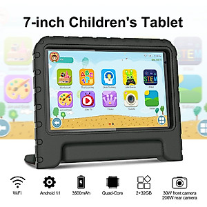 JUSYEA Kids Tablet 7 inch Android 11 - Kids for Tablet with Case - Quad Core - RAM 2GB | 32GB ROM - Kids Edition Tablets J8-3500mAh Battery | WiFi | Bluetooth, Entertainment | Education (Black)