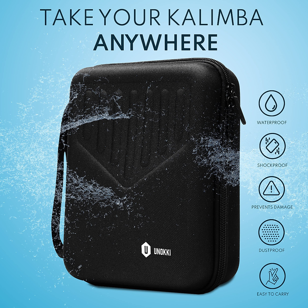 UNOKKI Kalimba 17 Key Thumb Piano | Solid Koa Acacia Wood Mbira - Premium, Lightweight & Durable | Includes Waterproof Case, Hand Rest & More | Reduce Stress & Promote Well-Being | Ideal Birthday Gift