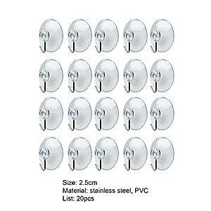 Reheyre 20Pcs Clear Suction Cups, Utility Hooks with Strong Suction, Punch Free and Easy Installation, Stuck It to The Tile in Bathroom, The Mirror, The Wall in Living Room Transparent
