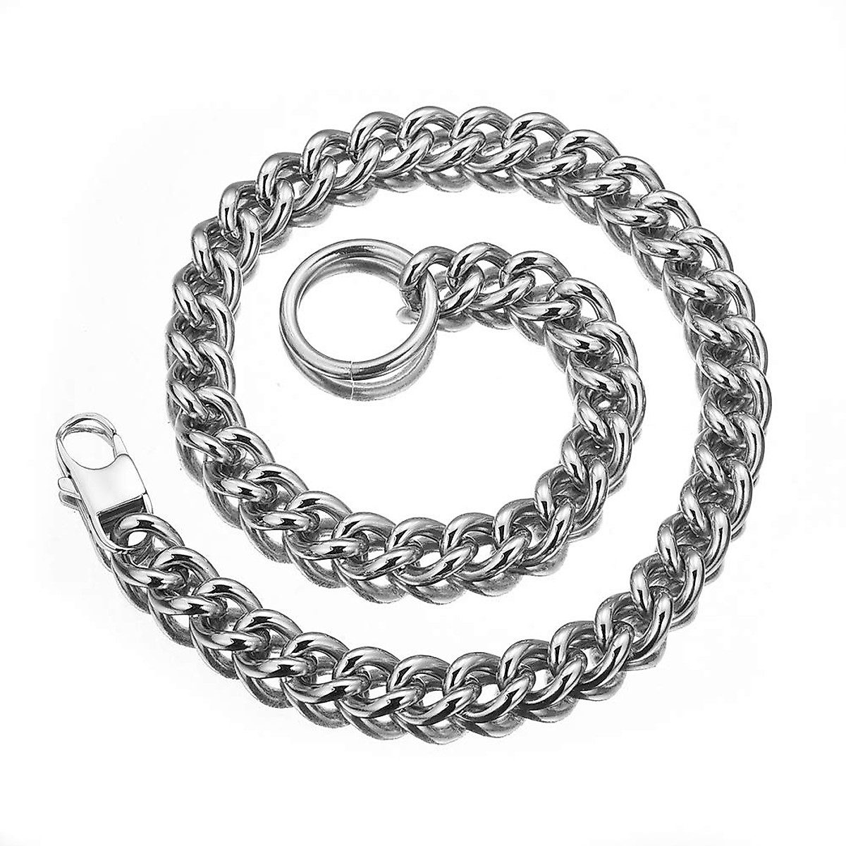 Jxlepe Womens Choker Chain Cuban Link Adjustable with O Ring Belt tail 0.4inch wide Goth Punk Rock Stainless Steel Gift for her Sexy Pendant Xxxt. outstanding Kiwi Necklace (White, 18)