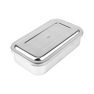 Baluue Stainless Steel Instruments Trays with Lid, Plate Trays Boxs, Sterilized Metal Box Organizer for Lab Instrument Container Supplies Silver 8 Inch