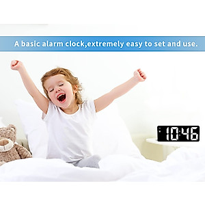 IOJBKI Digital Alarm Clock for Bedroom,Mirror Surface LED Electronic Clocks,Adjustable Brightness, Snooze Model,Voice Control,12/24H Display,Alarm Clock for Kids,Office,Table,Nightstand-White