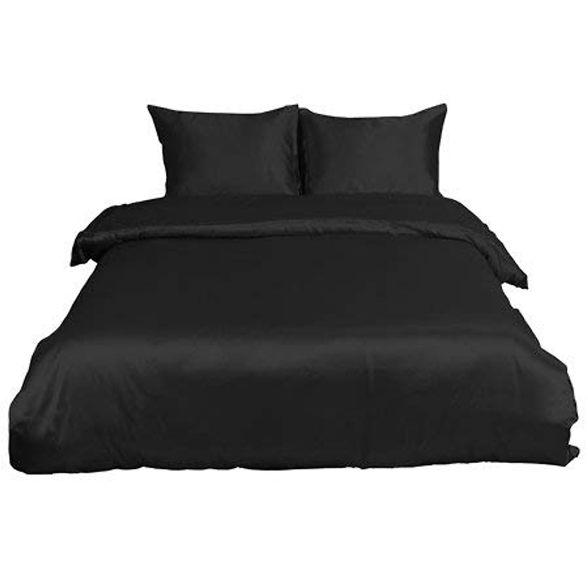 Yarns of Cotton 3 PC's Duvet Cover Set Soft Breathable Durable Comforter Cover with Zipper Closure 600 Thread-Count (1 Duvet Cover + 2 Pillowcase) (Twin-XL, Black Solid)