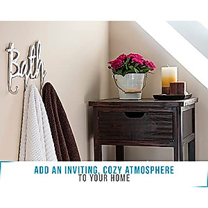 Comfify Modern Style “Bath” Wall Mount Towel Holder and Robe Hook Hand-Cast Aluminum Bathroom Hanger Decor w/ 3 Hooks for Towels, Robes, Clothing | Includes Screws and Anchors | Silver Color