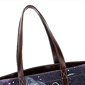 Purses for Women, Tote Bag, Bags for Women, Womens Handbags, Colorful fish starry sky black pattern