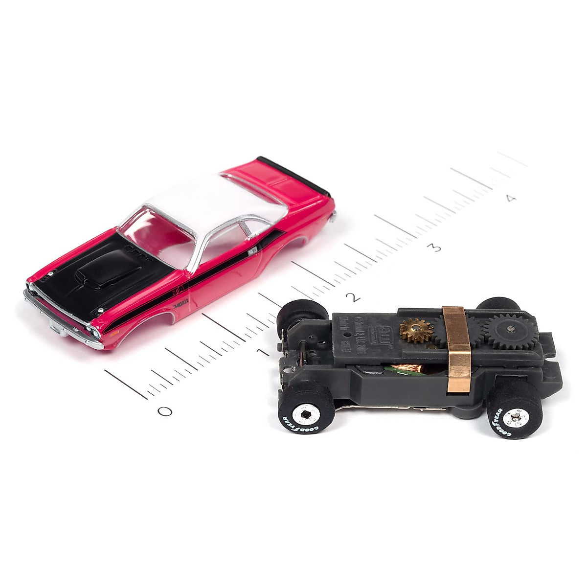 Auto World Thunderjet OK Used Cars 1970 Dodge Challenger T/A Panther (Pink) HO Scale Slot Car