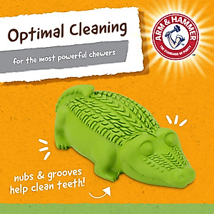 Arm & Hammer for Pets Super Treadz Gator Chew Toy - Best Chew Toys Reduce Plaque & Tartar Buildup Without Brushing - For Dogs up to 35 Lbs
