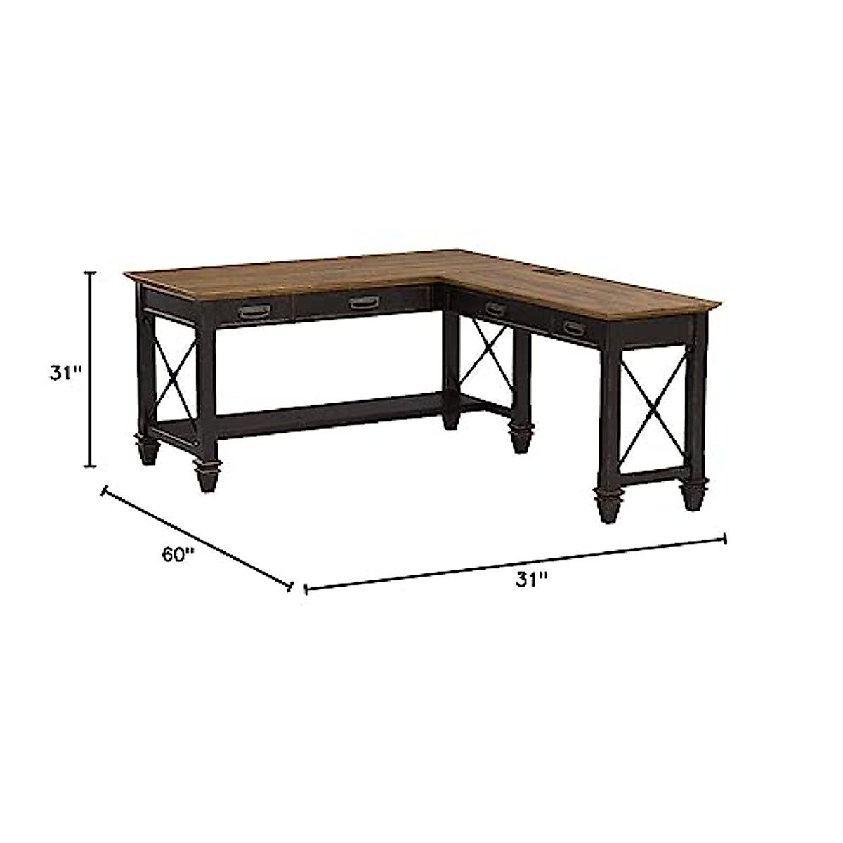 Martin Furniture Hartford Open L-Shaped Desk, Brown