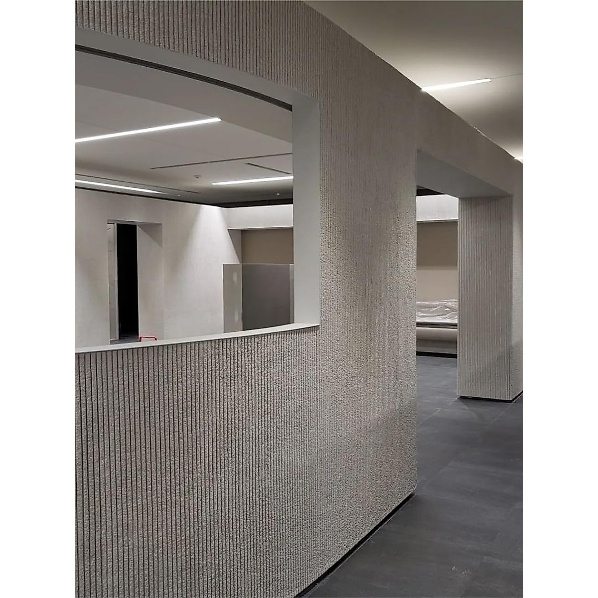 Ribbed Textured Stone Flexible Wall Cladding Panels, Beige and Black