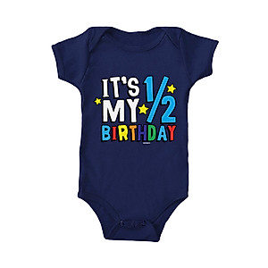 Haase Unlimited It's My 1/2 Birthday - Half 6 Months Old Bodysuit (Navy Blue, 6 Months)